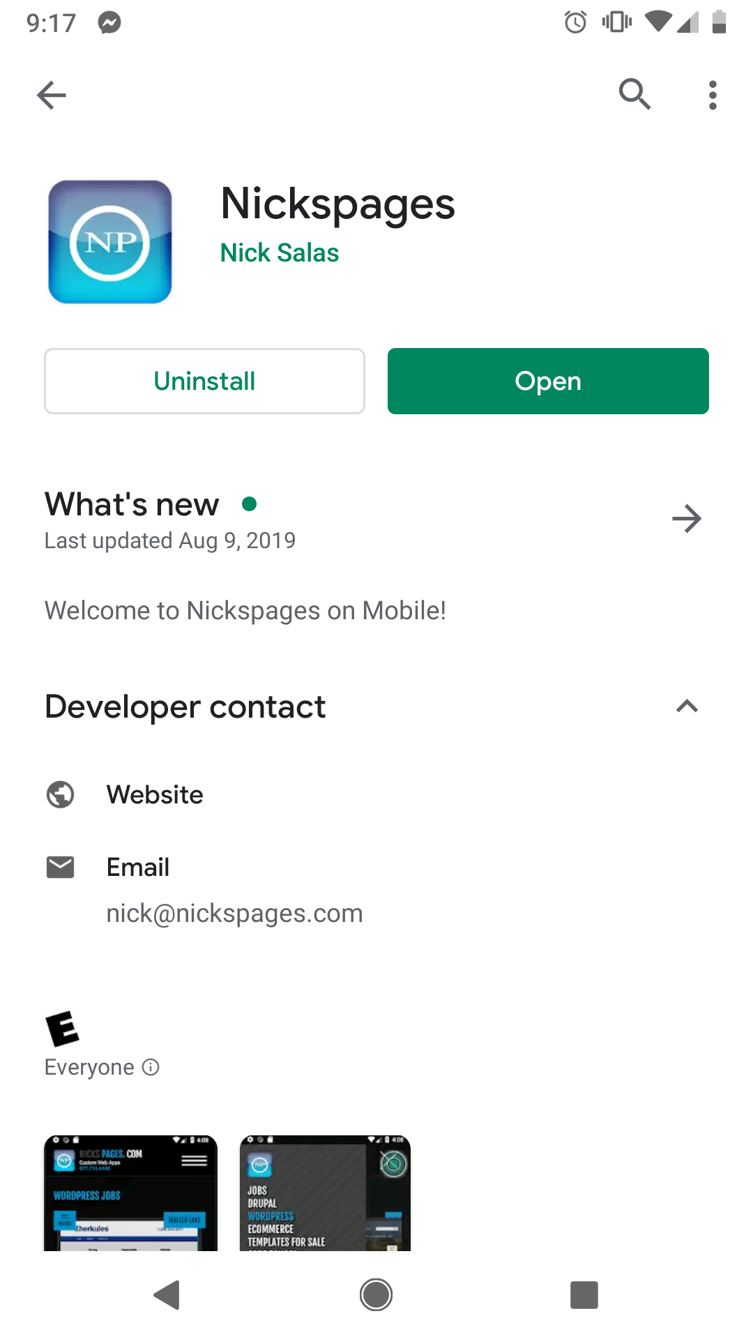 Android App Updated | Nickspages.com, Inc. Software Solutions
